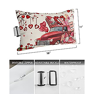 Recliner Head Pillow Ledge Loungers Chair Pillows with Insert Romantic Love Heart Red Car Tree Gnome Couple Beige Lumbar Pillow with Adjustable Strap Patio Garden Cushion for Sofa Bench Couch, 2 PCS