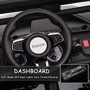 Aosom 53" L 2-Seater 12V Police Car Ride on Truck with Remote Control, Battery Operated Electric Car for Kids with Suspension, MP3 Player, Lights, Music, Horn, Pink