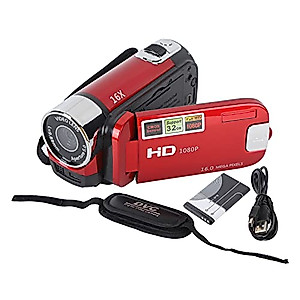 DV Camera, 16x Digital Zoom Gift Vlogging Camera 2.7in TFT Rotatable Screen 1080P 16MP Long Battery Life for Baby's Growth Records (Red)
