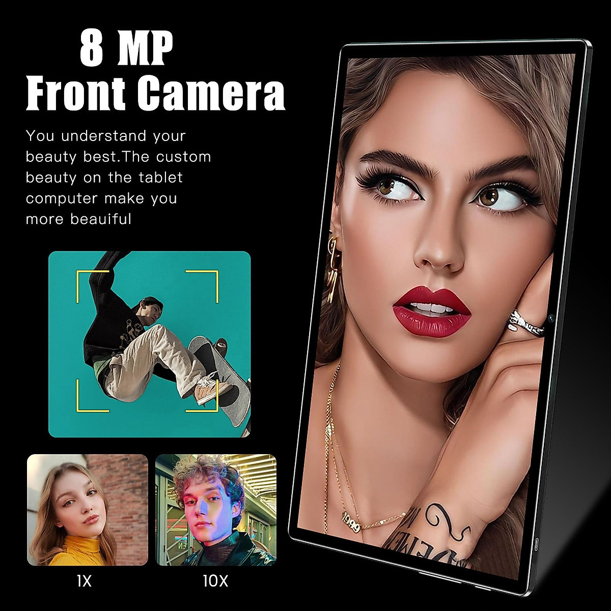 DAUERHAFT 10.1 Inch Tablet, Portable Tablet 8GB 256GB 2 in 1 5.0 for Students for Android 12.0 (US Plug)