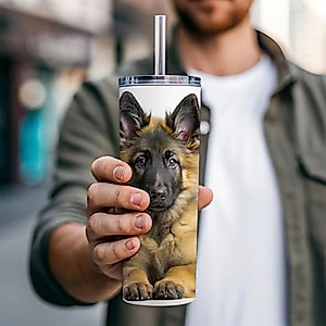 Belgian Tervuren Dog Puppy Photo Skinny Tumbler 20oz with Straw Insulated Water Bottle Gift