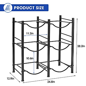 Klvied 5 Gallon Water Jug Holder, 3 Tier Water Jug Rack, Water Jug Stand for 5 Gal Water Bottle, Water Jug Stand, Heavy Duty Water Gallon Holder for 6 Bottles with Lifter and 5 Gallon Water Jug Cap