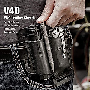 NEXTORCH EDC Leather Sheath, Multitools Sheath,Knife Belt Sheath/Leather Flashlight Holster/EDC Pocket Organizer Sheath for men, FLashlight Sheath for Knives/Flashlights/Tactical Pens/Tools