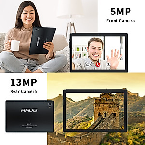 AAUB Tablet 10.1 inch Android Tablets 10 OS, Octa-Core Largest Tablet, HD Display, 32GB Big Storage Smart PC, 5MP+13MP Dual Cameras, 5G WiFi Bluetooth 5.0 GPS for Kids Seniors Tablet Computer