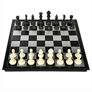 DWQ Standard Magnetic Chess Set Portable Foldable Chess Board Black and White International Chess，Puzzle Games for Adults Kid Beginners Professional Competition (Size : Small)