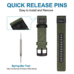 Maxjoy Compatible Galaxy Watch 46mm Bands, Galaxy Watch 3 45mm Band, Gear S3 Bands S3 Frontier Classic Nylon 22 mm Replacement Strap Compatible with Samsung Galaxy 46mm/ 3 45mm/ Gear S3 Watch, 2 Pack