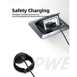 Watch-Charger Fit for Garmin-Watch Fenix 5/5 Plus/5S/5S Plus/5X/5X Plus/6/6S/6X/6 Pro/6S Pro/6X Pro, Vivoactive 3/4/4S, Forerunner 935, Instinct, Venu, Quatix 5 Smartwatch Power Supply Adapter Cord