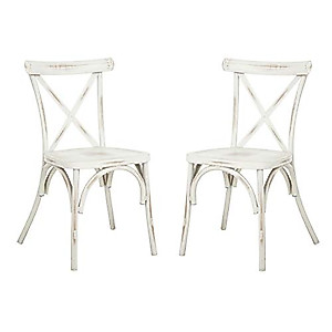 SAFAVIEH Outdoor Collection Elia Distressed White Stackable Chair (Set of 2)