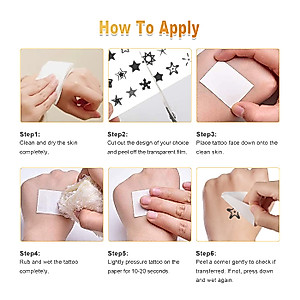 7 Sheets Sun Moon Star Temporary Tattoos, 100+ Pattern Minimalist small Cute Black Fake Tatoo Stickers for Kids Women Body Hand Neck Wrist Arm Leg