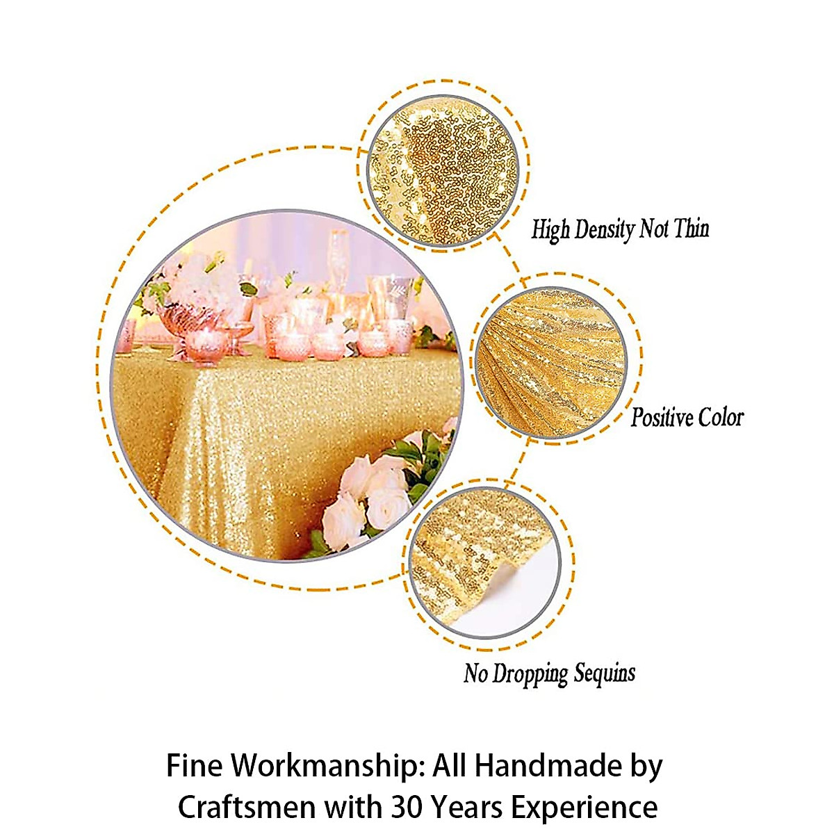 ShiDianYi Gold-50inx72in Rectangular Sequin Tablecloth Popular Bridal Dress Table Cloth,Fashion Tablecloth Overlay