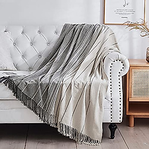 Lunarose Home Decor Chenille Throw Blanket for Couch | Soft Cozy Gradient Accent Blanket | Lightweight Decorative Blankets Throws for Sofa Chair Bed Picni Beach | All Season (50''×60‘’, Grey)