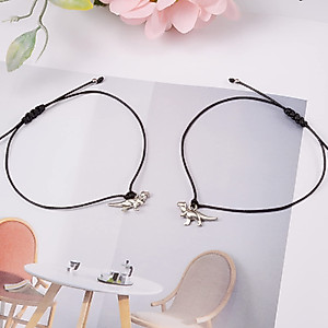 GBTBYS 2 Pcs Dinosaur Lovely Charm Pinky Promise Distance Matching Bracelets for Women Mother Father Son Daughter Best Friend BFF Friendship Girlfriend Boyfriend Christmas Birthday Gift