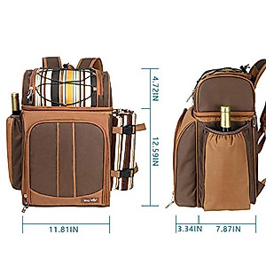 Hap Tim Picnic Backpack Cooler for 4 Person with Insulated Leakproof Cooler Bag, Wine Holder, Fleece Blanket, Cutlery Set,Perfect for Beach, Day Travel, Hiking, Camping, BBQs, Family and Lovers Gifts