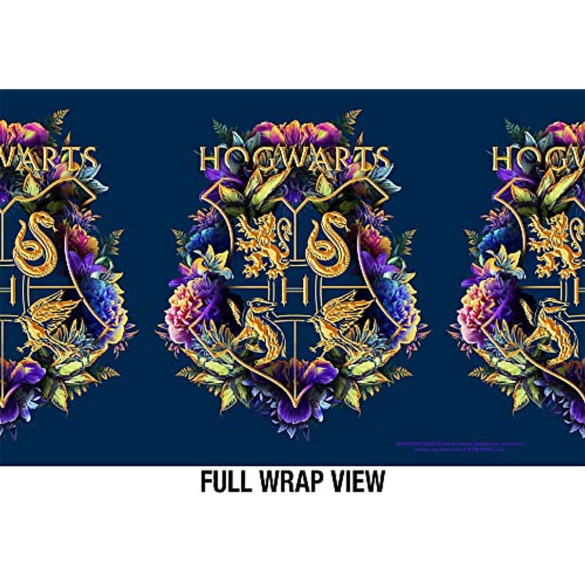 Harry Potter OFFICIAL Hogwarts Multi-Colored Floral Crest 18 oz Insulated Water Bottle, Leak Resistant, Vacuum Insulated Stainless Steel with 2-in-1 Loop Cap