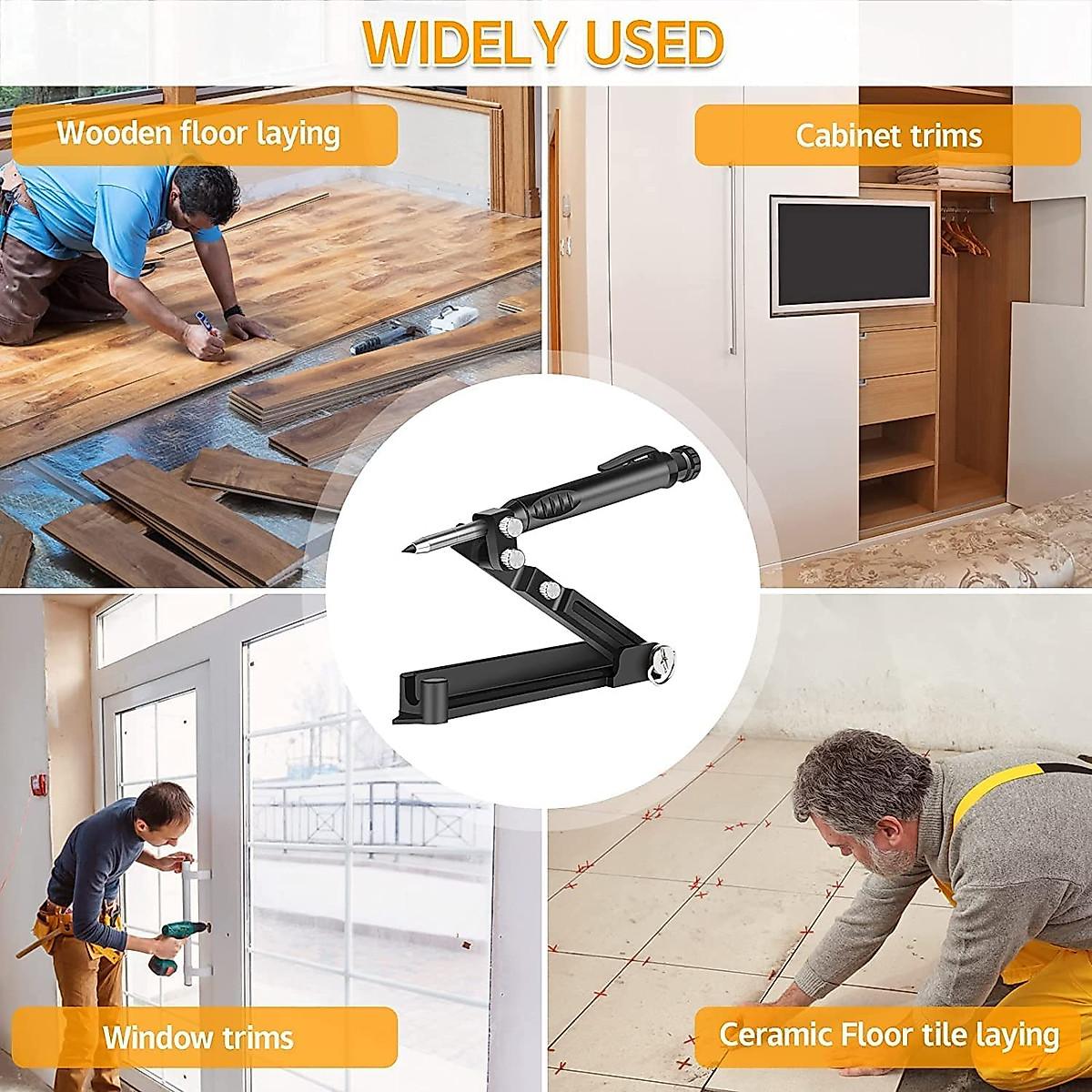 Versatile Scribing Tool, Scribing Tool with Deep Hole Carpenter Tracer Pencil for Woodworking Scribing Tool Wood Scribing Tool Construction Floor Corner Measurement tool