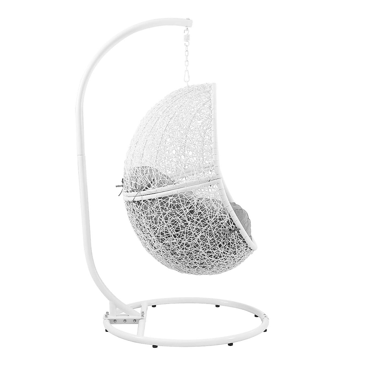 Modway Encase Outdoor Patio Rattan Swing Chair in White Gray