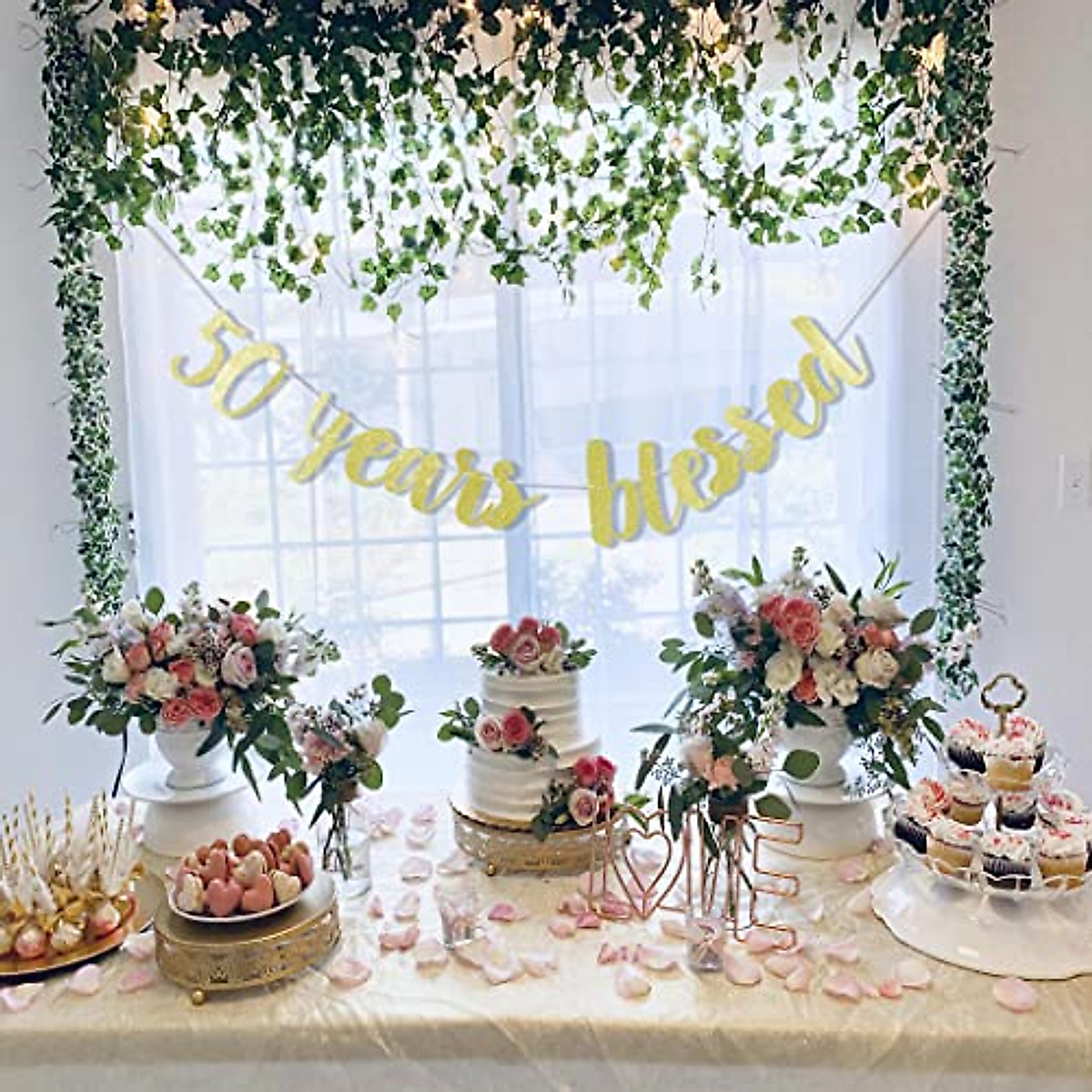 50 Years Blessed Banner - 50th Birthday Banner,50th Birthday Banner Party Decorations,50th Anniversary Banner,50 Birthday Banner Sign…