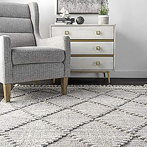 nuLOOM Skylar Textured Trellis Tasseled Runner Rug, 2' x 6', Beige