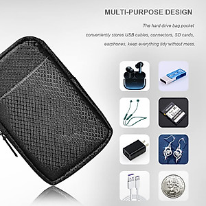 Hard Drive Bag 2.5'' Hard Drive Carrying Case Storage Organizer Multi-Purpose Universal Carry Pouch Compatible with Western Digital WD Elements Seagate Etc
