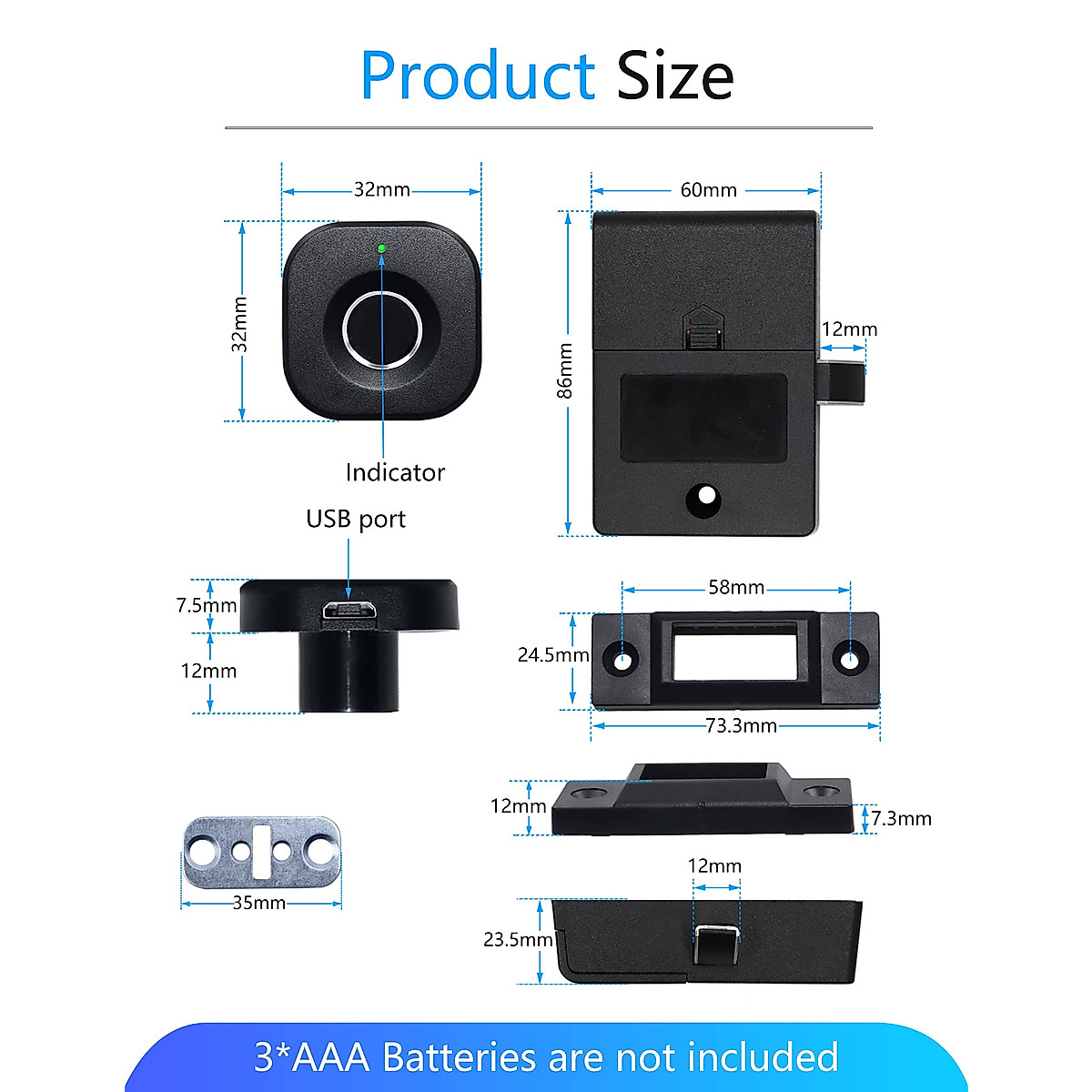 SUMNEW Fingerprint Cabinet Lock, Smart Biometric, Keyless Hidden File Drawer Wardrobe Lock, Child Safety Electric Lock, DIY Wooden Furniture for Home Office