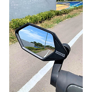 MEACHOW New Bar End Bike Mirror, Crystal UHD Automotive Grade Glass Lens E-Bike Mirrors, Scratch Resistant, Safe Rearview Mirrors, (Silver Left Side) ME-022LS