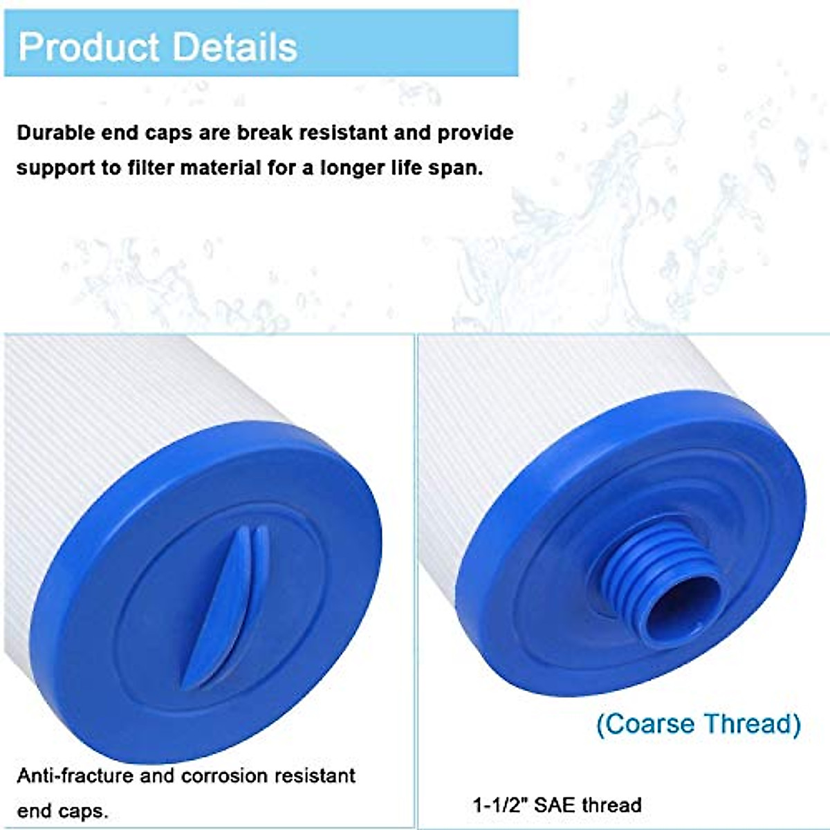 Ketofa PWW50 Filter for Compatible with Pleatco Spa Hot Tub Filter, PWW50P3 Spa Filter Compatible with Unicel 6CH-940 Filbur FC-0359 Waterways 817-0050 Front Access Skimmer Aber Hot Tubs(2 Pack)