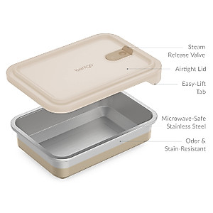 Bentgo® MicroSteel™ Heat & Eat Container - Microwave-Safe, Sustainable & Reusable Stainless Steel Food Storage Container with Airtight Lid for Eco-Friendly Meal Prepping (Dinner Size - 5.5 Cups)