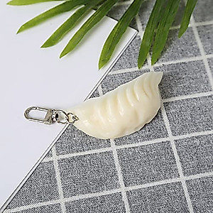 Graywhsky Simulation of Large Dumplings Keychain PVC Plastic Dumplings Alloy Door Clasp Pendant Fun Food Ornaments Props Stained Glass Window Hangings Flowers (White, A)