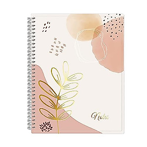 SUNEE Large Spiral Notebook, Journal For Women, Aesthetic Cute Abstract Notebook with Pockets, Flexible Cover, College Ruled Paper, 11" x 8-1/2", 80 Sheets - 160 Pages, for Work, School Supplies
