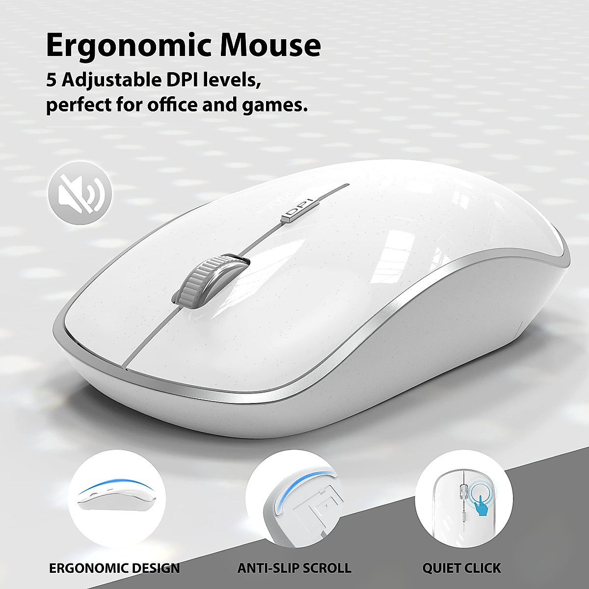 Wireless Keyboard Mouse, JOYACCES 2.4G Compact and Ultra Slim Wireless Keyboard and Mouse for Windows, Computer, Desktop, PC, Laptop-Sliver