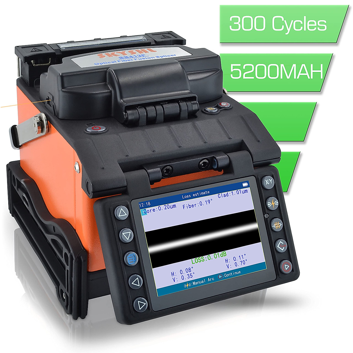 SKYSHL Fusion Splicer With 8PCS Electrodes Fiber Cleaver Tool Kit Automatic Focus SM MM DS NZDS Core Alignment Optical Fiber Splicing Welding Machine (SS413F-411)