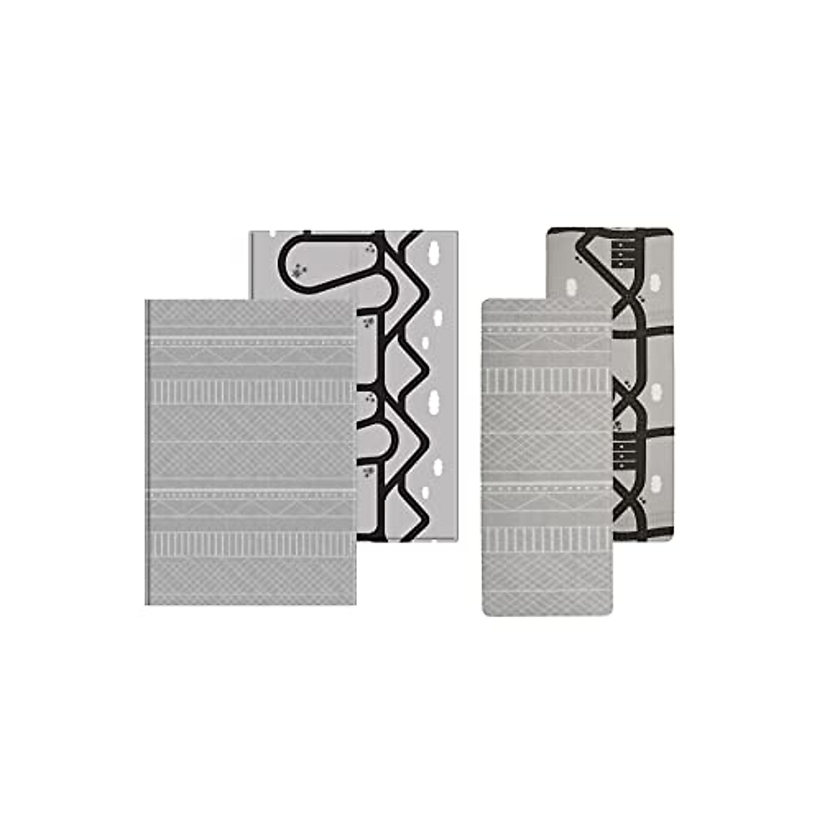 Ruggish Cali Play Rug 4.8 x 7.0 ft + Cali Play Runner 5.9 x 2.1 ft - Soft Cushion Reversible Baby Kids Playmat + Interactive Road Play Map + Waterproof (Warm Grey)