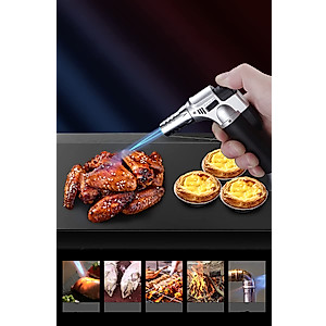 Hovico Butane Torch,Professional Culinary Blow Torch Lighter with Safety Lock,Refillable Kitchen Torch Lighter,for BBQ, Creme Brulee, Baking, Crafts (Butane Gas Not Included)