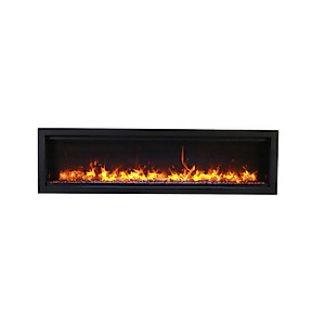 Amantii SYM-60-BESPOKE Symmetry Series Bespoke 60-Inch Built-in Electric Fireplace with Remote, Ember Media, Black Steel Surround
