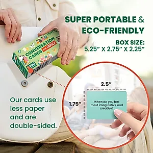 Prompta 600 Conversation Cards for Families – Fun Conversation Starters Card Game for Adults and Families – Road Trip Must Have Travel Game to Get to Know Your Family - Kids Dinner Time