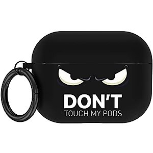 Maxjoy for AirPods Pro Case Cover, Cool Air Pod Pro Case Don't Touch Me for Women Men Cute Protective Soft Silicone iPods Pro Cover with Keychain for Airpods Pro Charging Case, Black