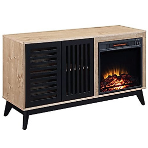 LIRUXUN Furniture Fireplace in Oak & Espresso Finish