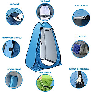 anngrowy Shower Tent Pop Up Privacy Tent Portable Outdoor Camping Bathroom Toilet Tent Changing Dressing Room Privacy Shelters Room for Hiking and Beach Sun Shelter Picnic Fishing–Waterproof 2 Colors