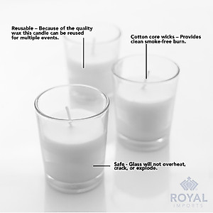 Royal Imports Unscented Clear Glass Votive Candles, Long 10 Hour Burn Time, for Home, Spa, Wedding, Birthday, Holiday, Restaurant, Party, Birthday, 72 Pack