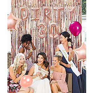 30th Birthday Decorations for Women Rose Gold Dirty 30 Balloons Dirty Thirty Sash for Her 30 Years Old Party Supplies
