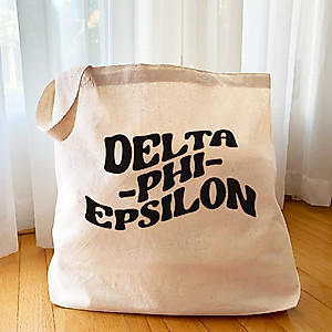 sockprints Tote Bags for Delta Phi Epsilon Sorority – Mod Style Sorority Bag - Large Canvas Tote Bag - Sorority Gifts for Women