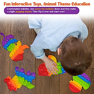 Animals Pop Fidget Toys Set, Silicone Rainbow Dinosaur Popper Fidget Set for Children, Sensory Squeeze Toys Stress Reliever Tool for Kids Adult ADHD Lion, Tiger, Horse and Duck 4 Pack