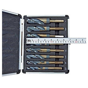 Hoteche 8PC HSS Cobalt Silver & Deming Drill Bits Set, Large Size 9/16" to 1", Reduced 1/2" Shank