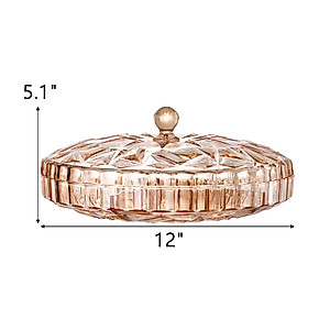 ZOOFOX Plastic Snack Tray with Lid, 12" Divided Appetizer Serving Tray, Round Food Storage Organizer for Candies, Dried Fruits and Nuts, 6 Compartments