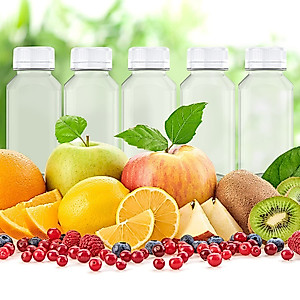 10 Pcs 5 Ounce Juice Bottles Plastic Milk Bottles Bulk Beverage Containers with Tamper Evident Caps Lids White for Milk, Juice, Drinks and Other Beverage Containers