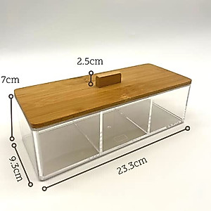 Kornerstore Compartment Organizer with Bamboo Lid - an Organizer and Storage Solution for Bathroom, Countertop - Qtip, Bathroom Accessories, Lash, Cotton Swabs, Coffee Pods, Tea Bags