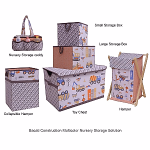 Bacati - Toy Chest Construction Yellow/Orange/Grey/Blue Boys