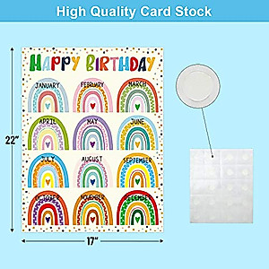 Happy Birthday Poster Chart Bright Color Rainbow with Dots 17" x 22" Class Birthday Decoration
