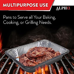 ALPHA LIVING 35 Pack Aluminum Foil Pans - Heavy Duty Aluminum Foil Baking Pan – Multipurpose Half Sheet Pans for BBQ, Oven, Freezer, Heating – Eco-Friendly Food Safe Oven Pan