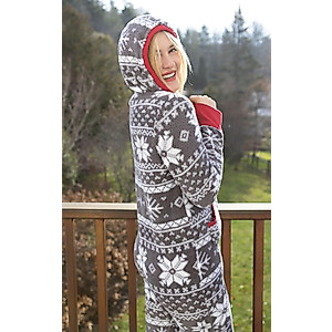 PajamaGram One Piece Pajamas for Women - Womens Onesie, Gray, XLT